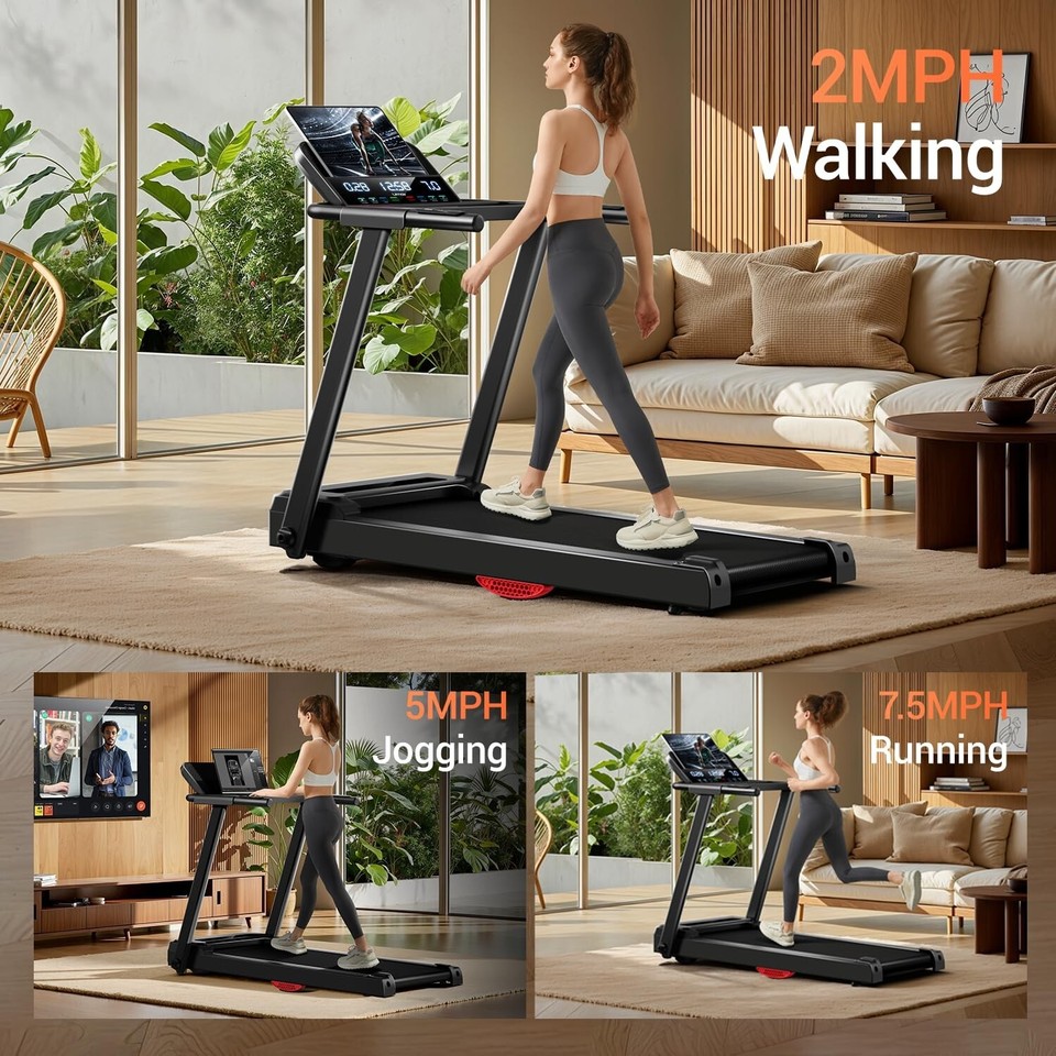 Treadmills for Home, 3.0HP Quiet Brushless Folding Treadmill with Heart ...