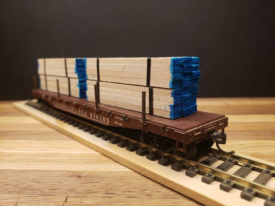 HO Scale Flat Car FINE CUT Lumber Loads Handmade | eBay