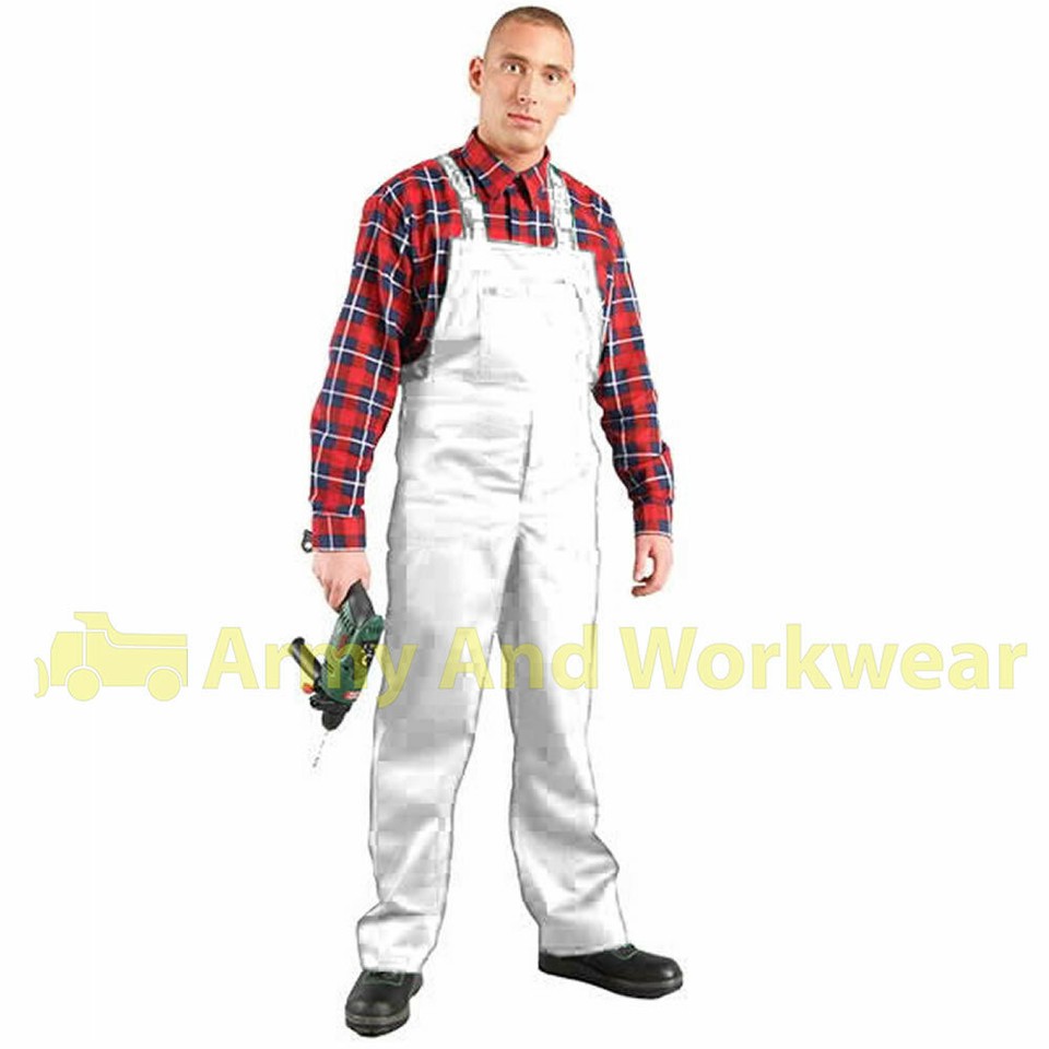 Bib and Brace Overalls Painters Decorators Work Trousers Half Elastic ...