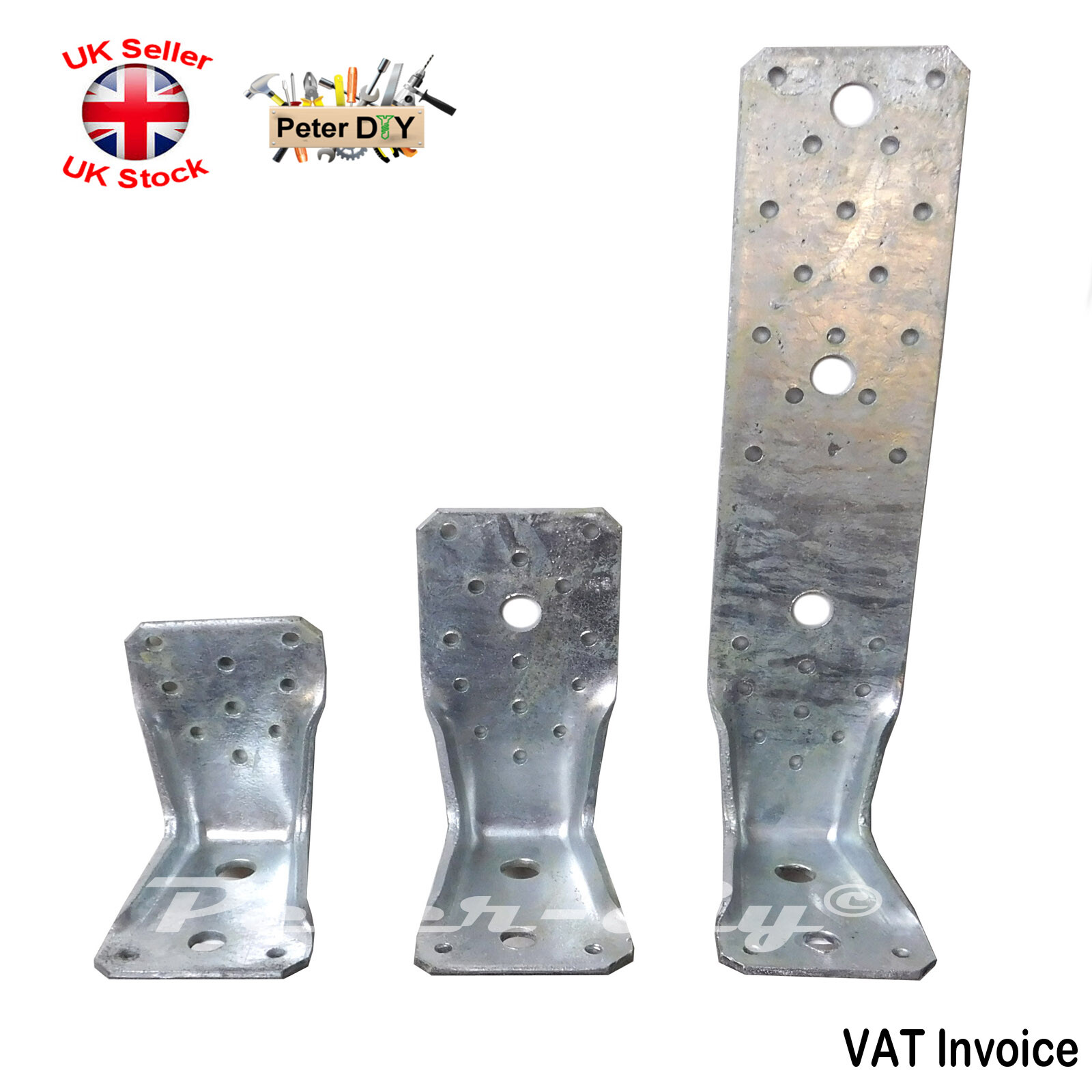 HEAVY DUTY 4mm Galvanised Angle Bracket CONCRETE TO POST Brace ...