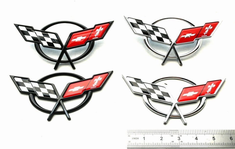 Pair Fits 1997-2004 C5 Corvette Emblem Front Rear Badge USA American ...