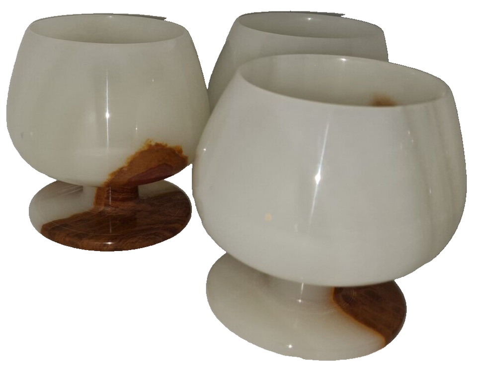 Handmade Natural White Onyx Wine Goblets - Set of 6, 4" x 4" x 4", Cap ...