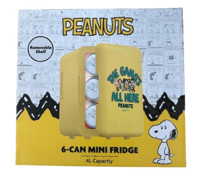 Peanuts The Gangs All Here 6 Can Mini Fridge Rare Compact Portable ...