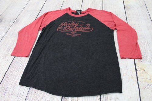 Harley Davidson Motorcycle Houston TX Black Red Raglan T-Shirt Women's ...