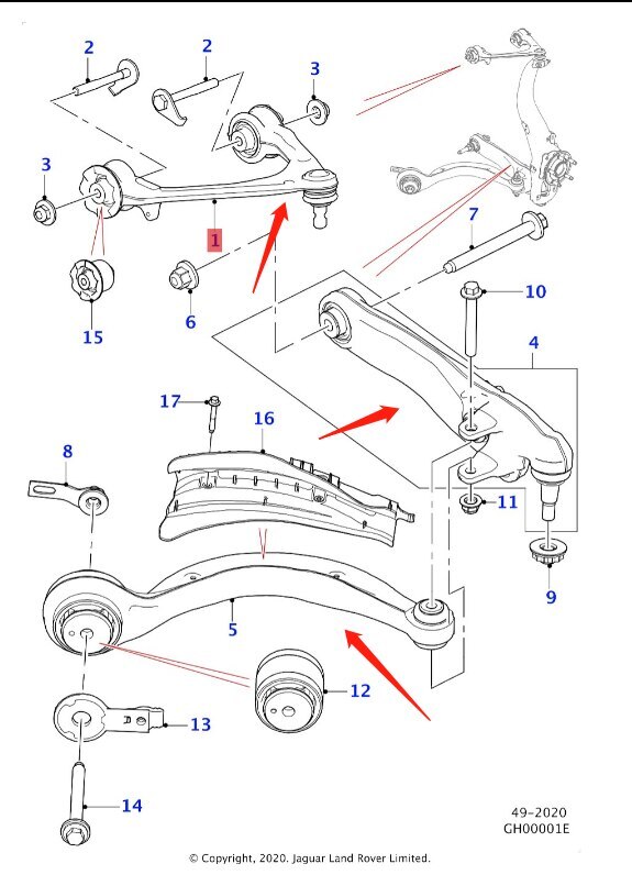 6pcs Front Control Arm Kit For Jaguar F-PACE X761 RANGE ROVER VELAR ...