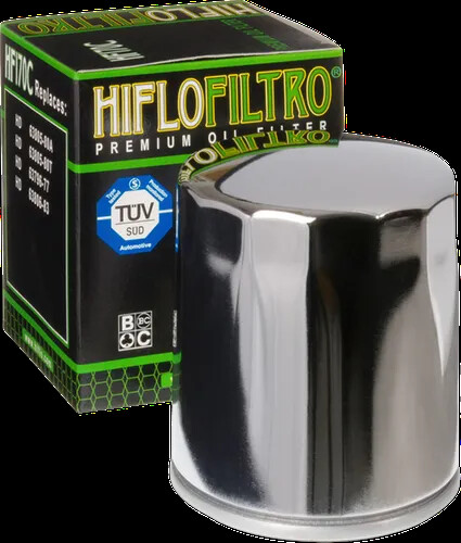 Hiflofiltro Premium Spin On Chrome Paper Oil Filter Harley Low Rider ...