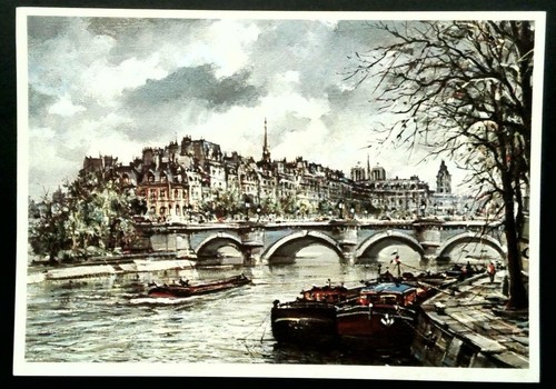 J. Chardon Paris Postcard Cité et la Seine Lithograph 1981 | eBay