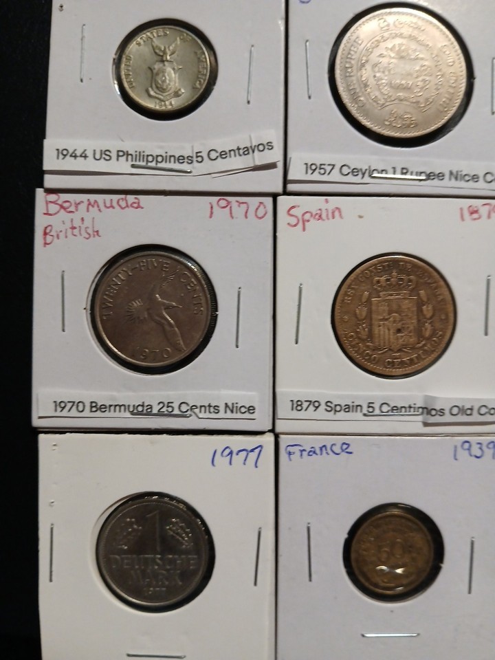 Lot of 10 - Different Country Coins - 1879 Spain - 1944 Philippines ...