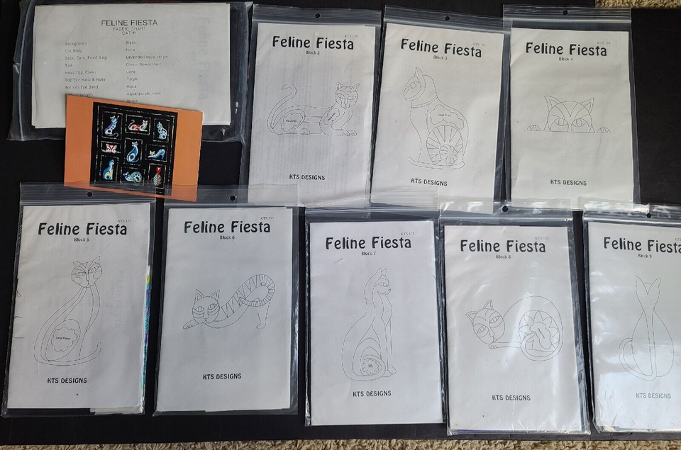 Feline Fiesta KTS designs Cat Applique Quilt Blocks with Fabric Kits | eBay