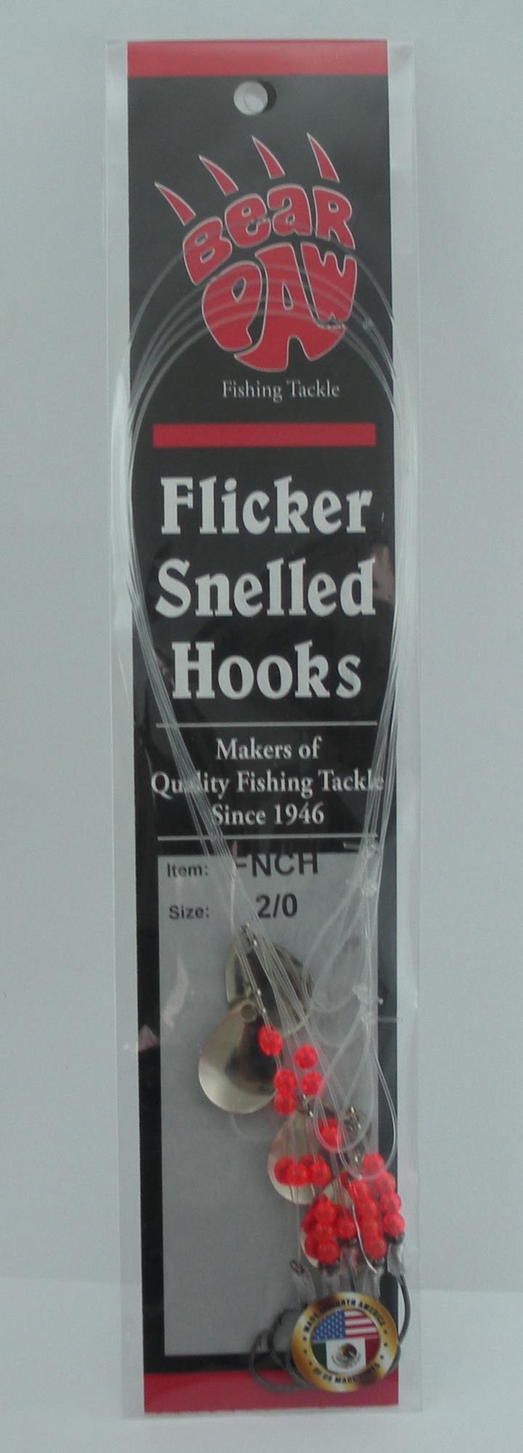 2 packs Bear Paw Flicker Snelled Circle Hooks Size 2/0 FNCH-2/0 BearPaw ...