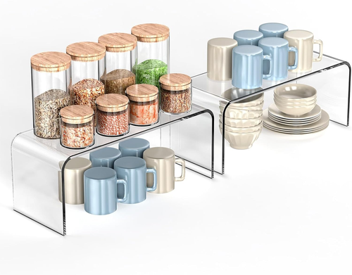 2 Packs Kitchen Cabinet Shelf Organizer Acrylic Clear Shelf Riser 5Mm ...