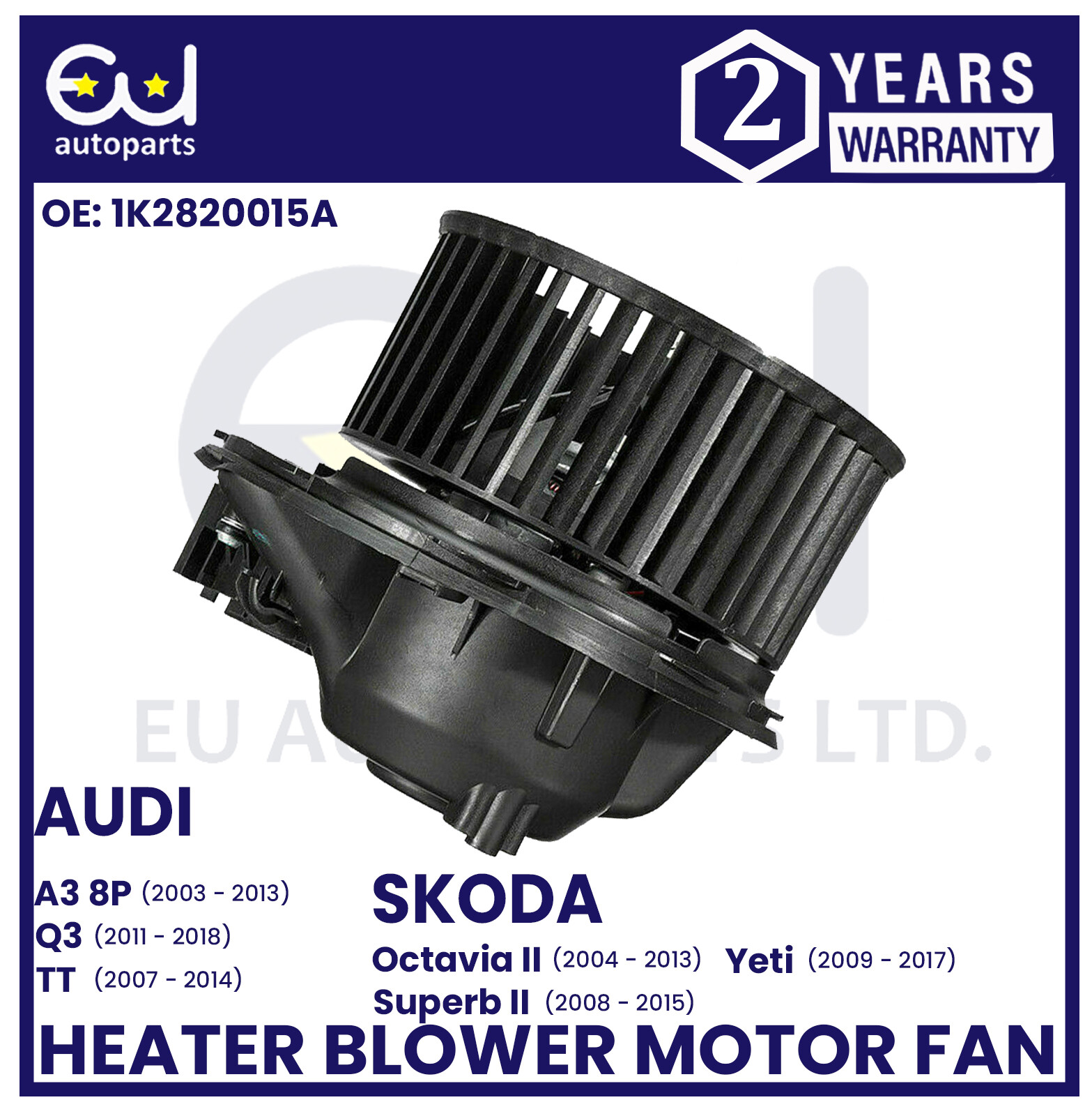 HEATER BLOWER MOTOR FAN FOR AUDI A3 8P Q3 TT & SKODA OCTAVIA II SUPERB ...