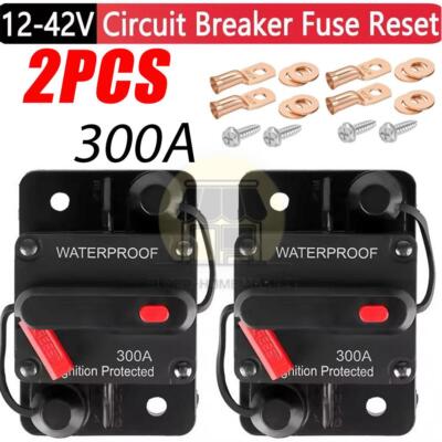2PCS AMP Circuit Breaker Fuse 12V-48V DC Reset Car 300A Boat Auto ...