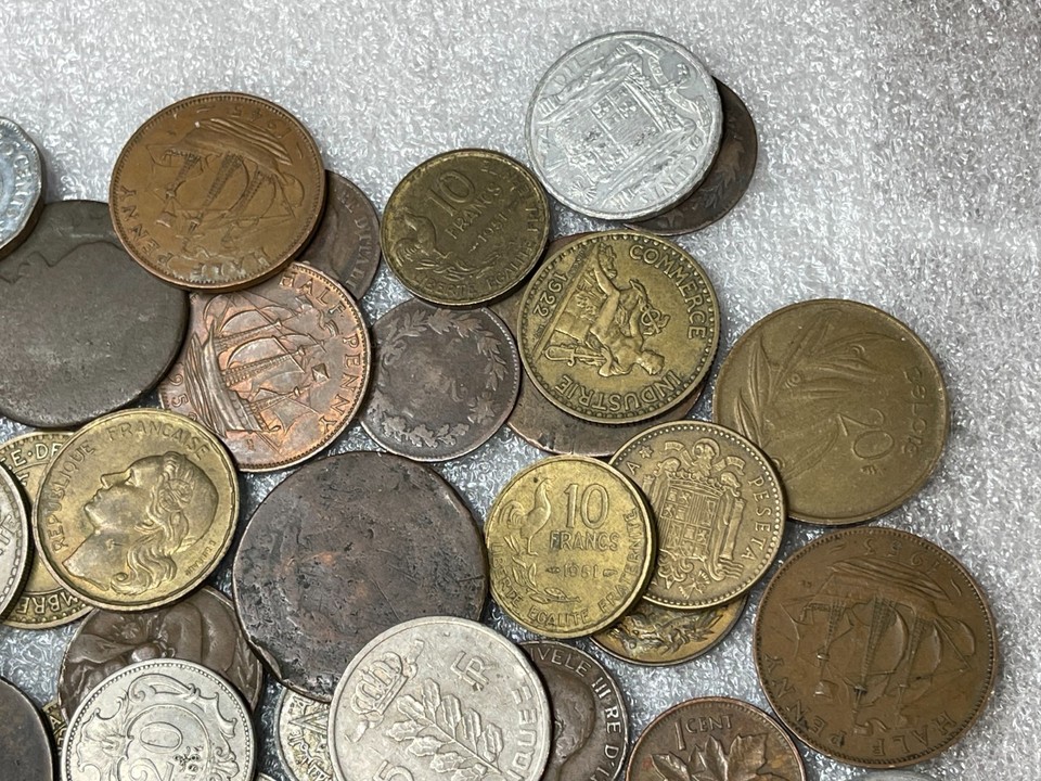Assorted World Foreign Coin lot Some Cull Damaged ones High Value ...