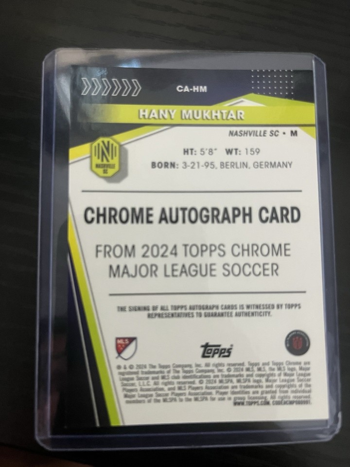 2024 Topps Chrome Mls - Autographs Hany Mukhtar Black Refractor /10 | eBay