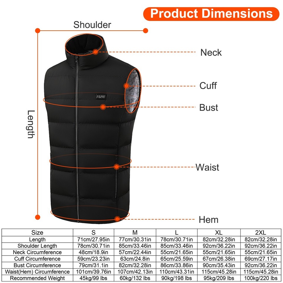 Men Women Heated Vest 20000mAh Battery Pack USB Power Bank Outdoor ...