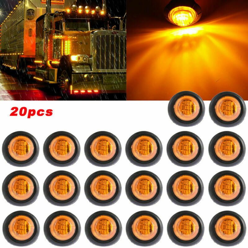 20/50/100x Round LED Marker Lights 3/4" Truck Trailer Side Bullet Lamp ...