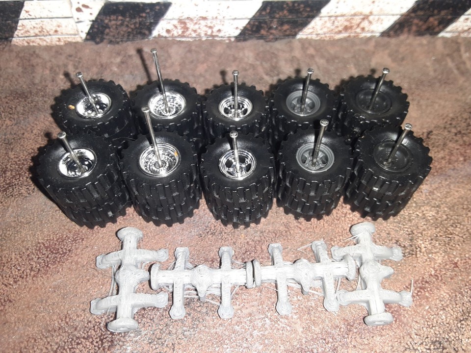 Hot wheels 1:64 Lift Kit 5 Kits Swap Mud Off Road Truck axles Rubber ...