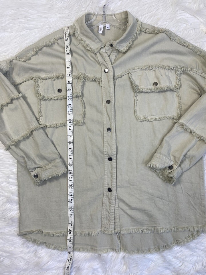 ELAN Rock & Roll Shacket Shirt Jacket DEVAN Oversized Fringe Concert ...
