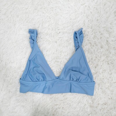 Aerie Light Blue Triangle Bikini Top Ruffle L Large | eBay