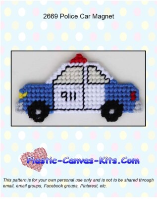 Police Car Magnet - Plastic Canvas Pattern or Kit | eBay