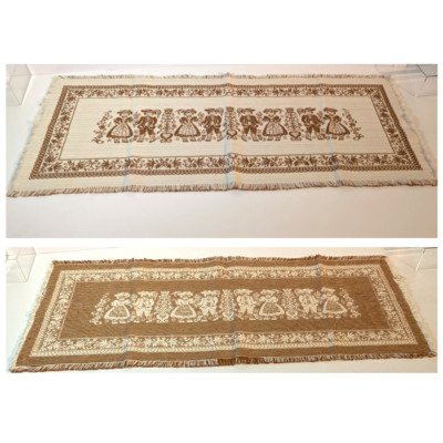 Vintage Austrian Table Runner, Austria Folk Dancing Beige Linen ...
