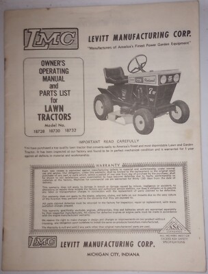 Vintage LMC Levitt Manufactured Lawn Mower Manual Models 18728, 18730 ...