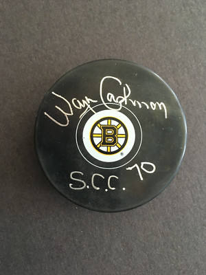 WAYNE CASHMAN AUTOGRAPHED BRUINS PUCK S.C.C. 70 INSC. - J.S.A ...
