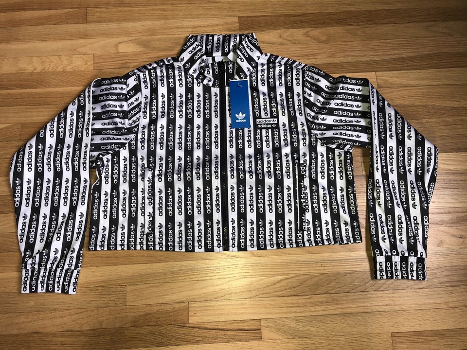 Adidas Womens Originals Full Zip Track Top FM2489 Black and White-Sizes ...