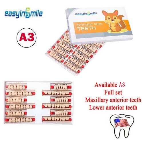 Denture Shade A3 Acrylic Resin FullSet Teeth Upper Lower Dental False ...