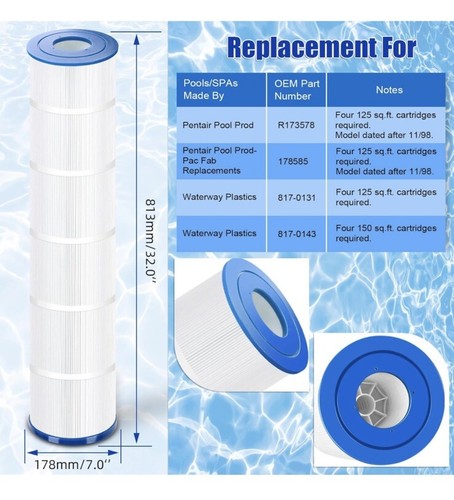 4 PK Pool Filter Clean & Clear Plus 520, Pentair, Unicel, CCP520 C-7472 ...