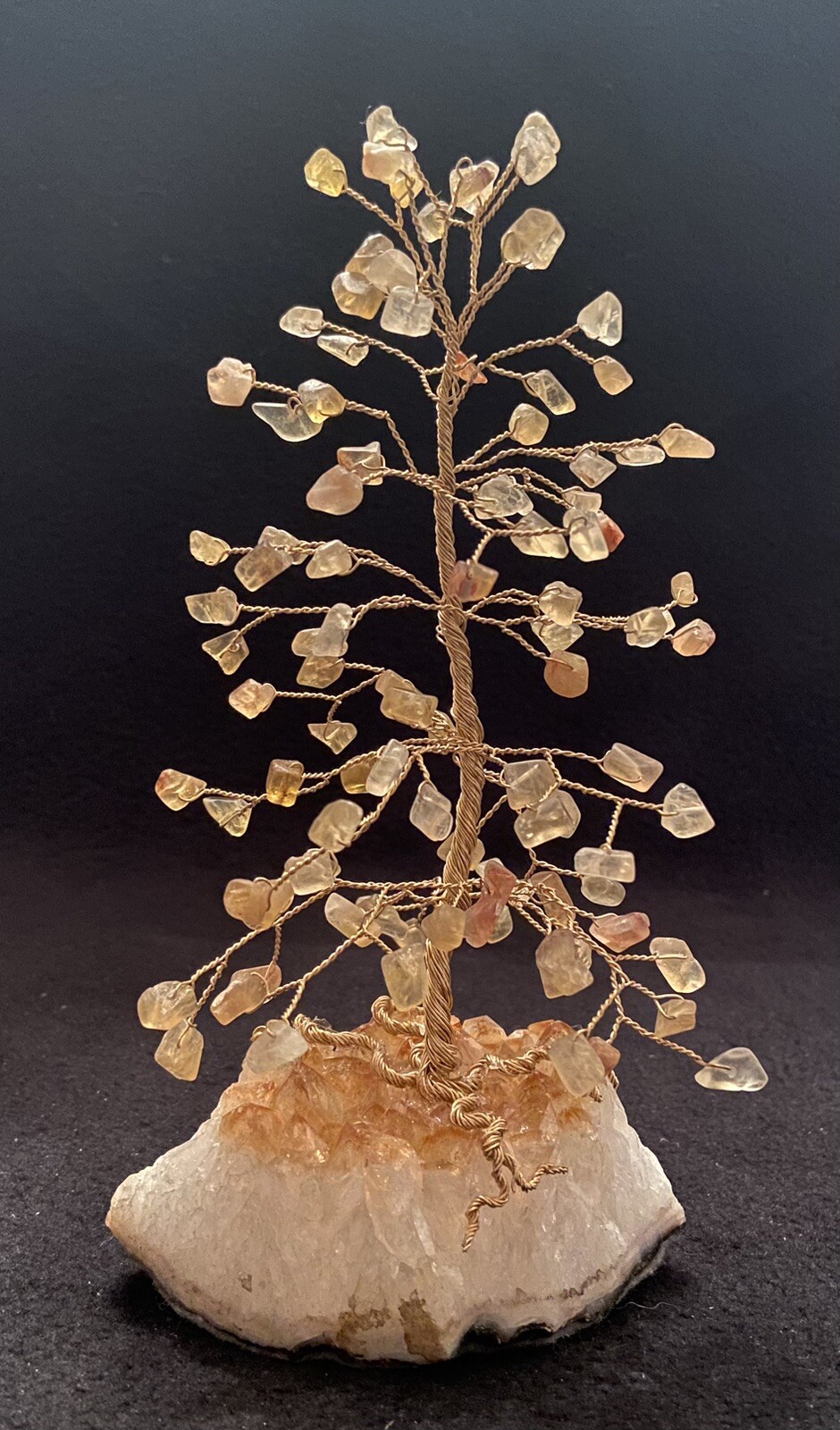 GENUINE CITRINE GEMSTONE WIRE-WRAPPED TREE-Bonsai-Tree Of Life-Geode ...
