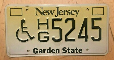 NEW JERSEY DISABLED PERSON HANDICAPPED LICENSE PLATE " HG 5245 " NJ ...