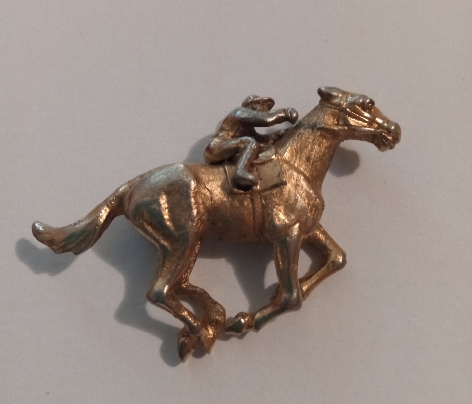 1930s Vintage Gold Toned Jockey Horse Brooch Racing - Gem