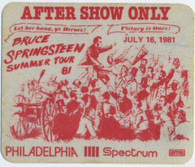 BRUCE SPRINGSTEEN 1981 Backstage Pass PHILADELPHIA 7/16/81 AFTER SHOW ...
