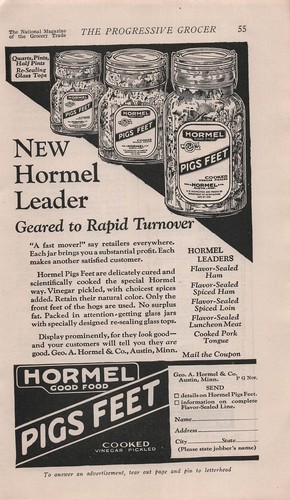 1928 George Hormel Cooked Pigs Feet Bottles Austin Minnesota Vintage ...