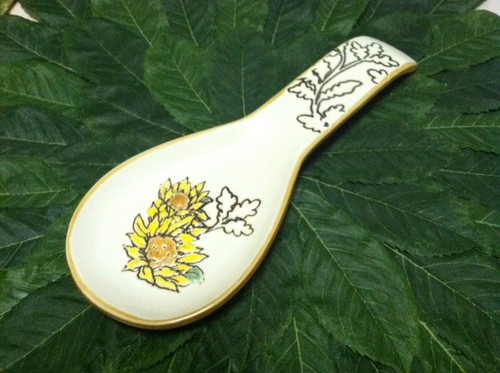 New InHomestylez Gilded Sunflower Floral Ceramic Spoon Rest Fall Autumn ...