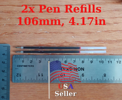 2 Generic Pen ink Refill RED Ballpoint 106mm replacement retractable ...