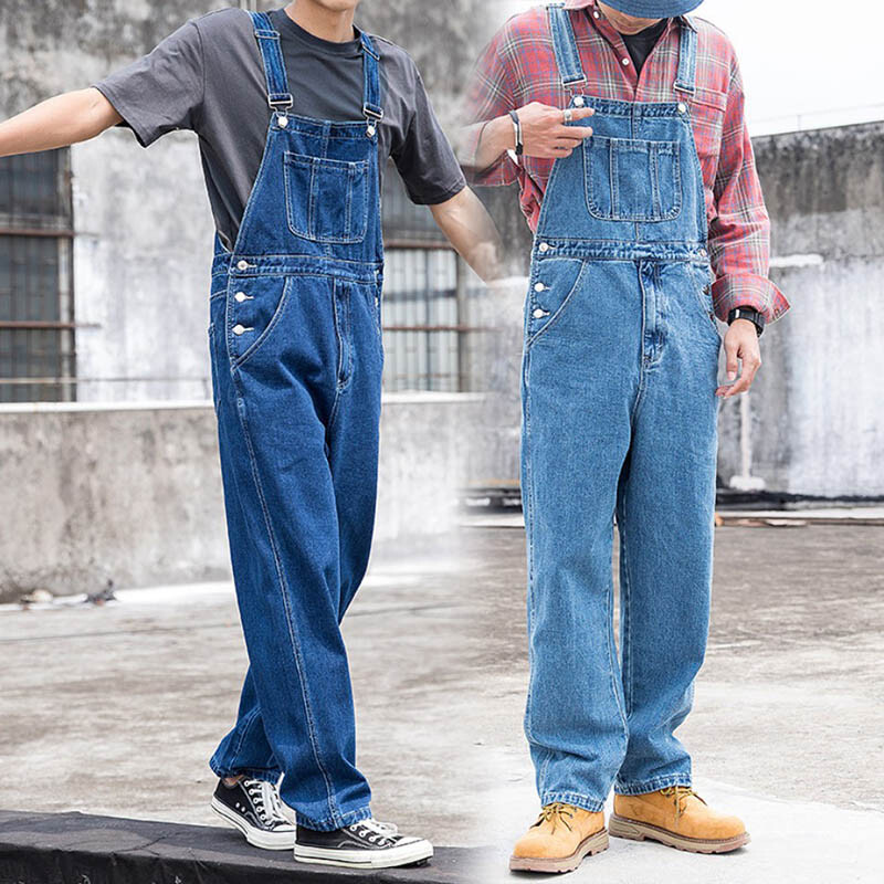 Men's Casual Loose Workwear Denim Suspender Overalls Pants Men's Casual Loose Workwear Denim Suspender Overalls Pants