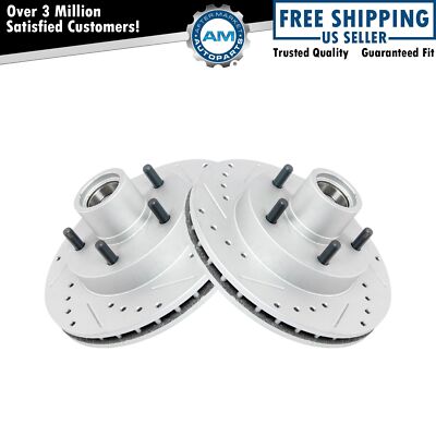 Performance Drilled Slotted Front Coated Brake Rotor Pair for Chevy S10 ...