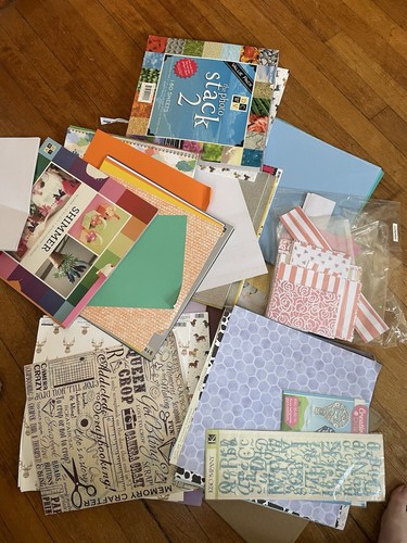 Box Of Craft Cardboard, Scrapbook Paper And Paper Scraps- Destash | eBay