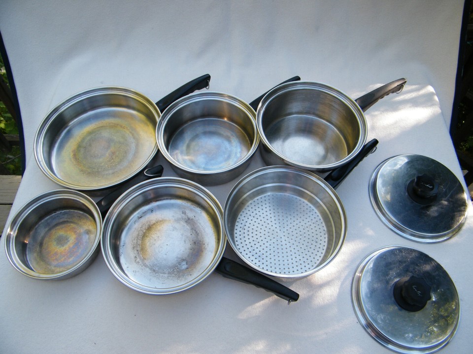 Lustre Craft 8 Piece Set Special Alloy 3 Ply Stainless Steel Pots, Pans ...