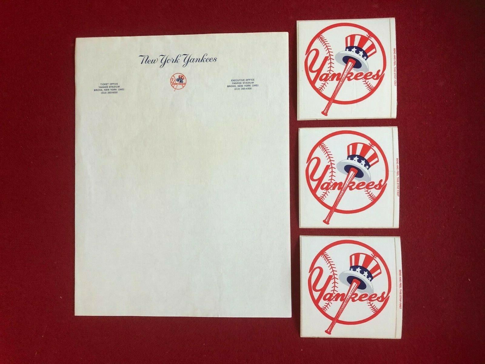 1977, New York Yankees, "Un-Used" Letterhead & Stickers (Scarce ...