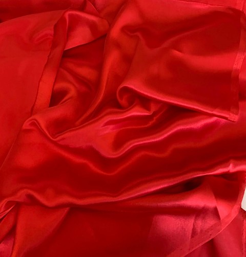 Vintage Scarlet Red Polyester Charmeuse Silky Satin Fabric 4.75 Yards ...