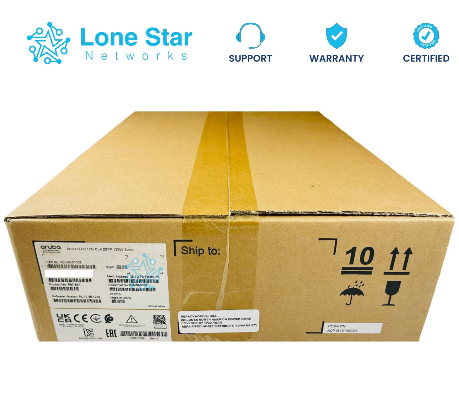 NEW Aruba R8N89A 6000 12G Class4 PoE 2G/2SFP 139W Switch | eBay