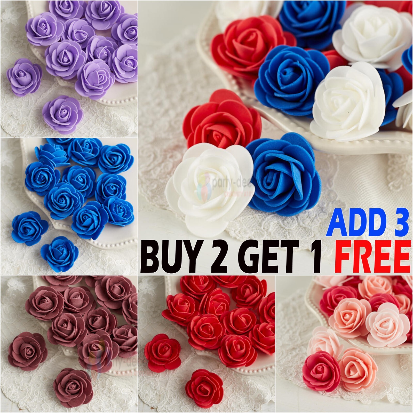 500 Foam Mini Roses WHOLESALE Heads Buds Small Flowers Wedding Home ...