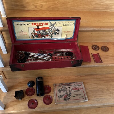 Vintage Erector Set No 7 A.C. Gilbert + Box and Instructions Steam ...