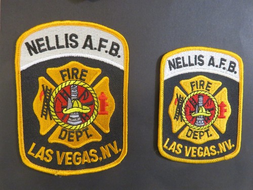 2 Nellis AFB Fire Dept. uniform shoulder patches, new cond., NV, Nevada ...