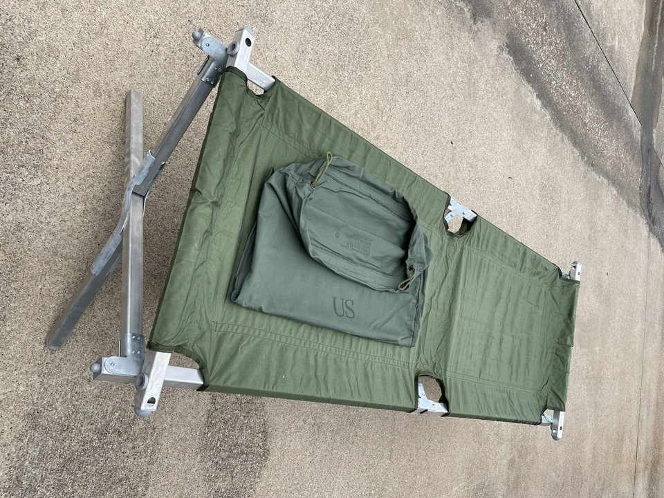 NEW USGI MILITARY CAMPING COT HEAVY DUTY FRAME SLEEPING BED OD GREEN ...