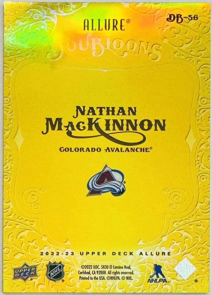 2022-23 Upper Deck Allure Hockey Doubloons Gold #DB-56 Nathan MacKinnon ...